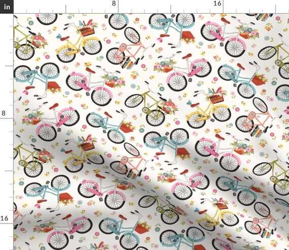 Cycling Colorful Bike Sport Fabric Flowery Bicycles by Emma - Etsy