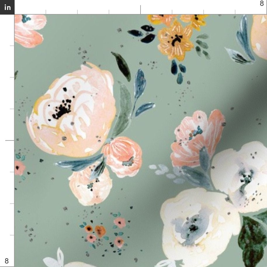 Pastel Floral Fabric Janice Floral Harvest Shades by Crystal | Etsy
