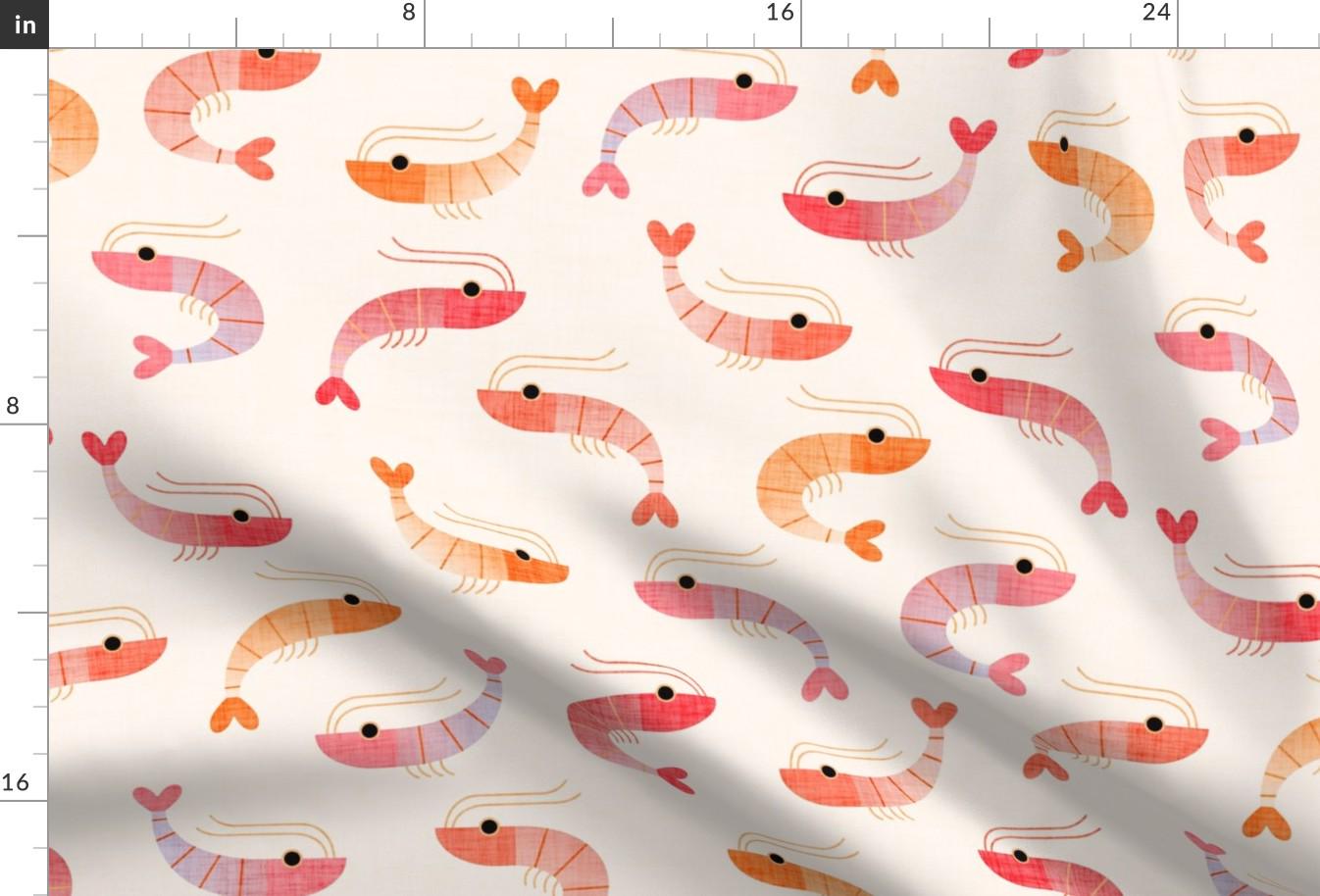 Cute Shrimp Apparel Fabric - Shrimps on Cream by Heleenvanbuul - Boho ...