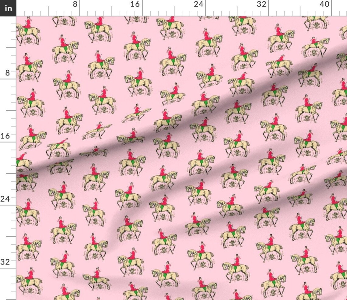 Pink Equestrian Horse Woman Fabric in the Pink by Ragan - Etsy