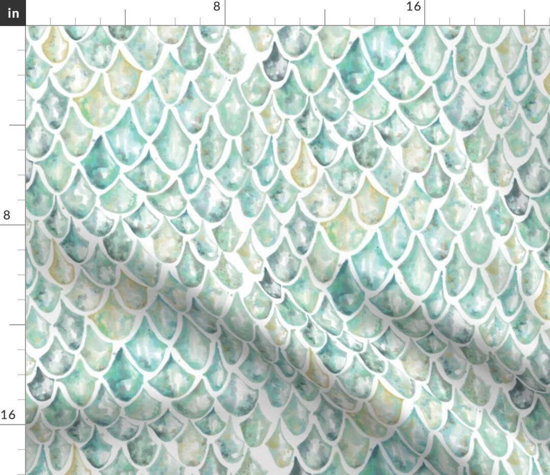 Mermaid Tail Green Watercolor Tail Fabric Mermaid by - Etsy