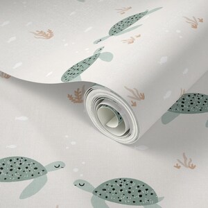 Boho Sea Turtles Removable Peel and Stick Wallpaper - Coastal Nautical ...