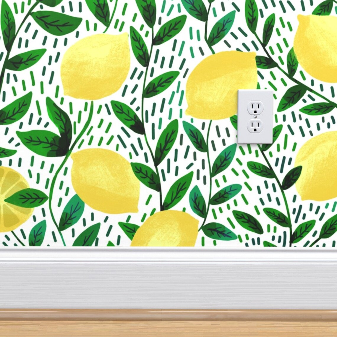 Lemon Wallpaper Lemons white by Scarlette Soleil Citrus | Etsy