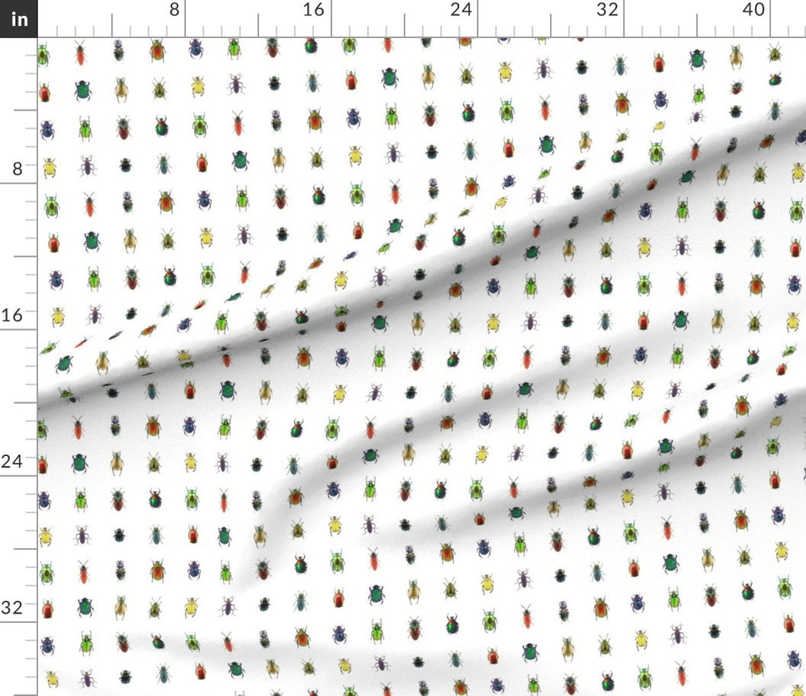 Beetle Fabric Beetlemania on White by Jellymania beetles - Etsy