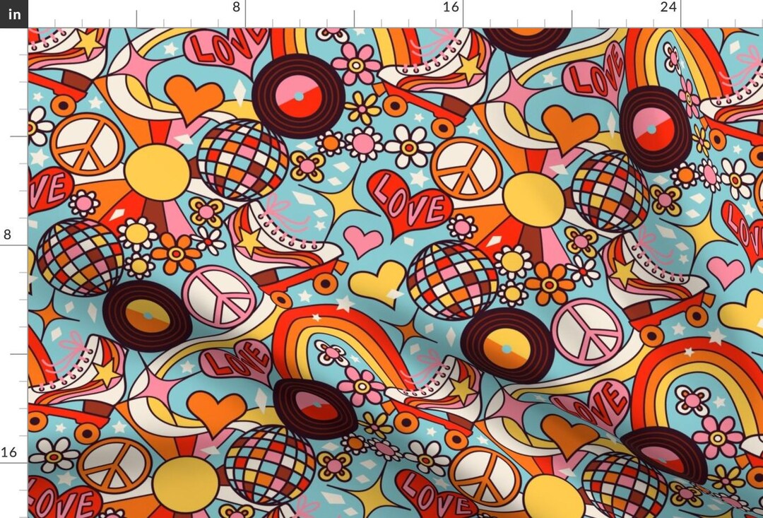 Groovy Love Fabric - Seventies Disco Dream by Laura_may_designs ...