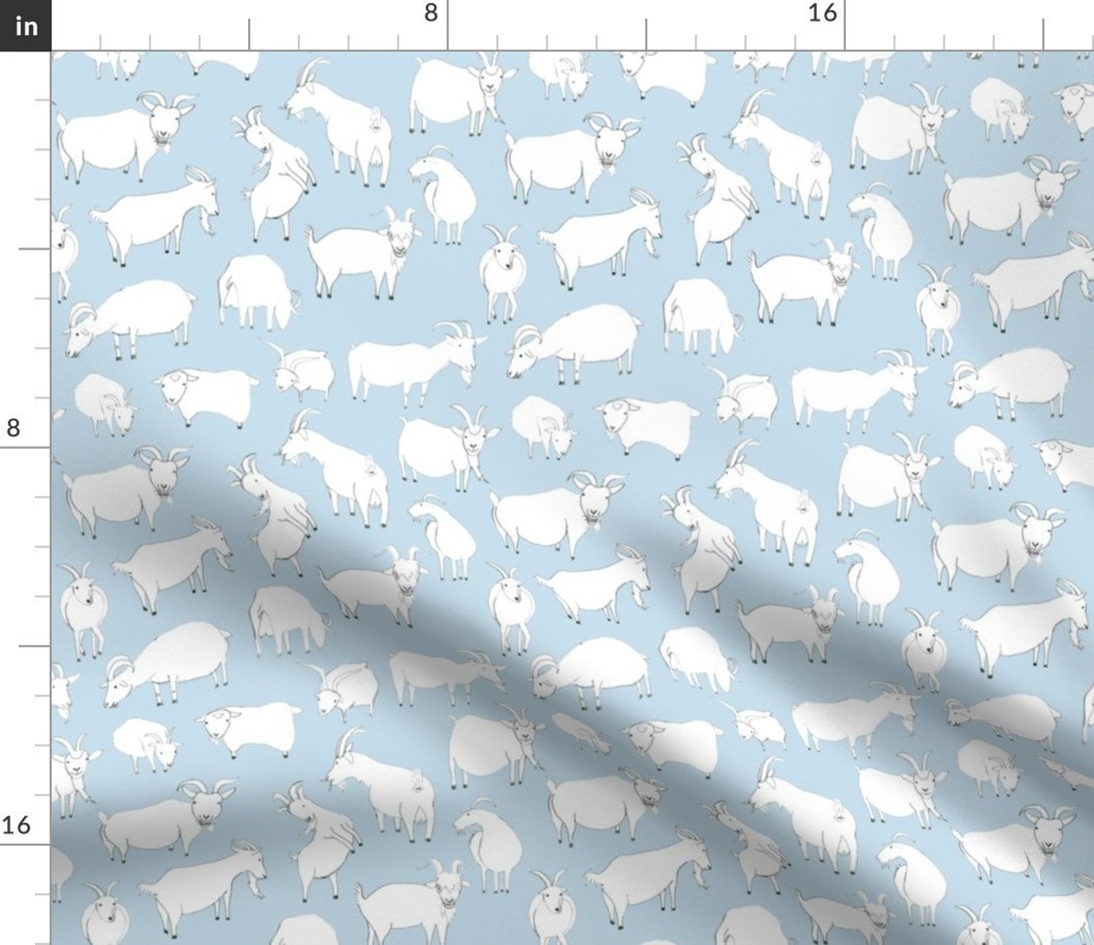 Baby Blue Goat Fabric Goats Playing Baby Blue by - Etsy
