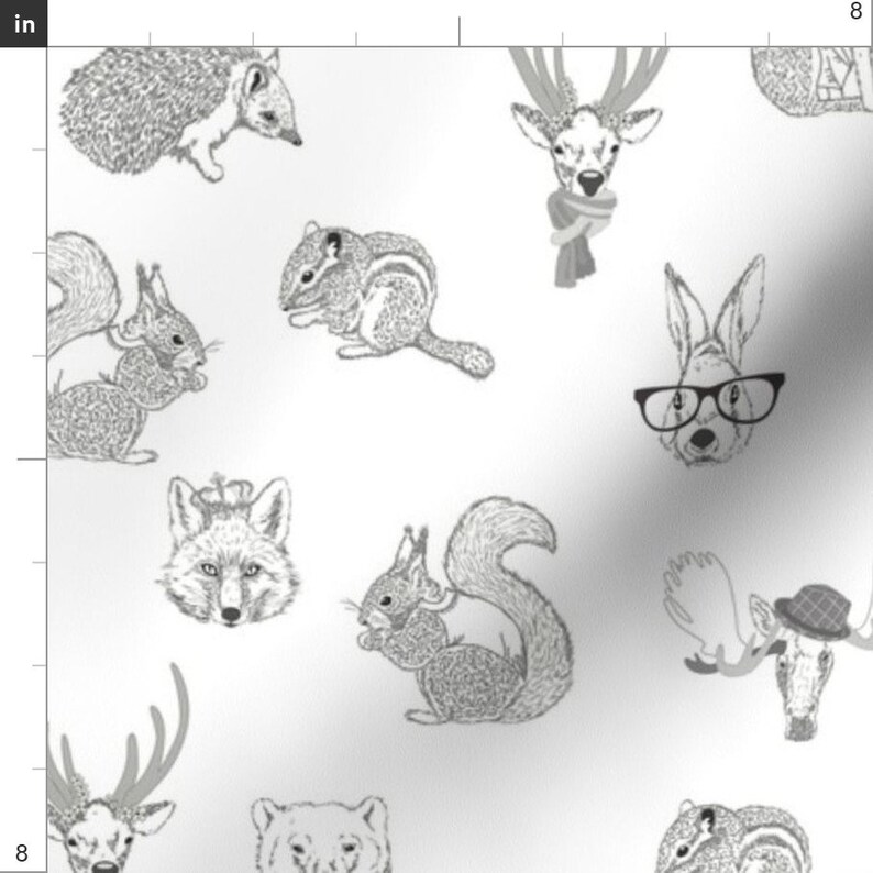 Hipster Woodland Animals Fabric Woodland Animals by - Etsy