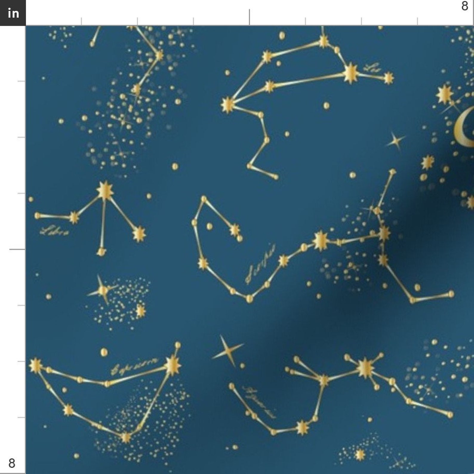 Zodiac Fabric Zodiac Constellations Neptune Blue by - Etsy