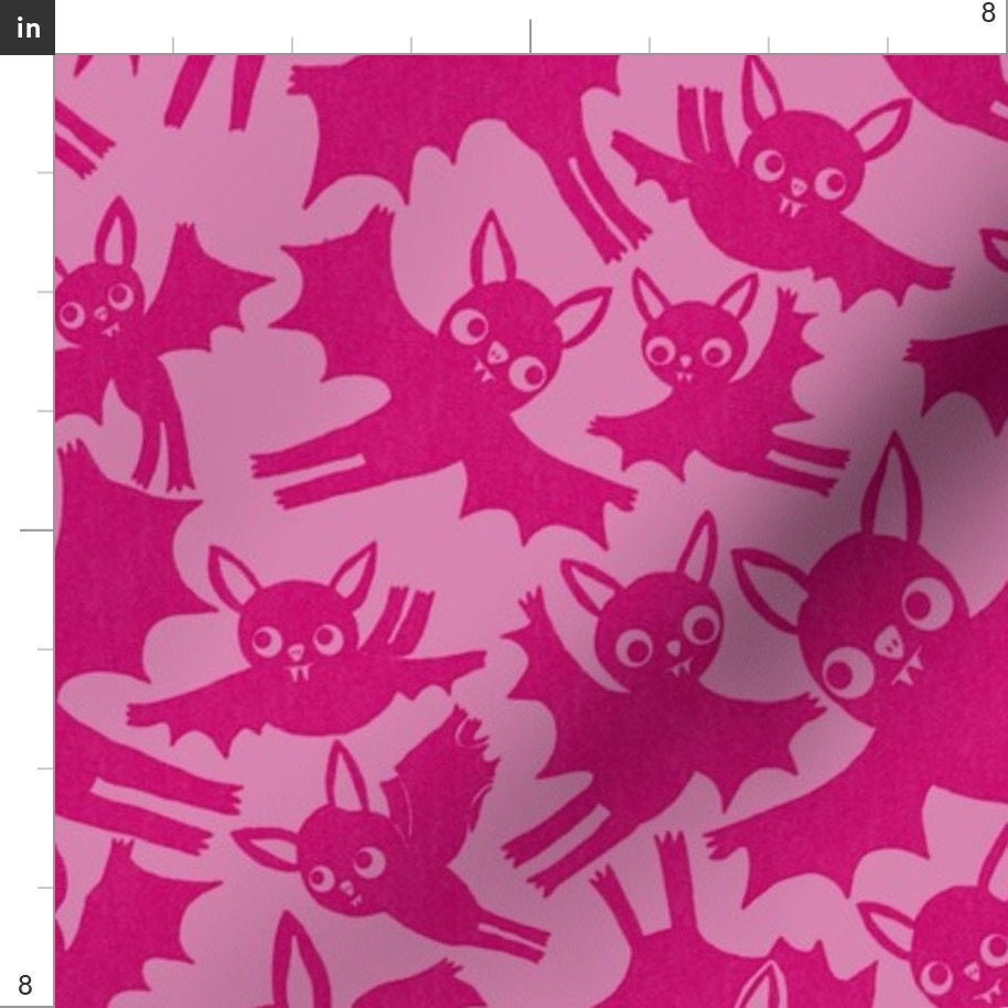 Pink Bats Fabric Halloween Bats in Poison by Heidikenney - Etsy Canada