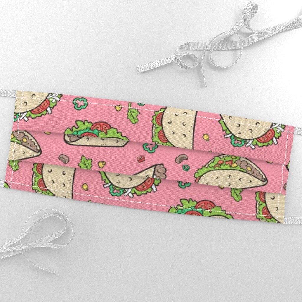 Tacos Fabric Tacos Food on Pink by Caja Design Tacos Pink | Etsy