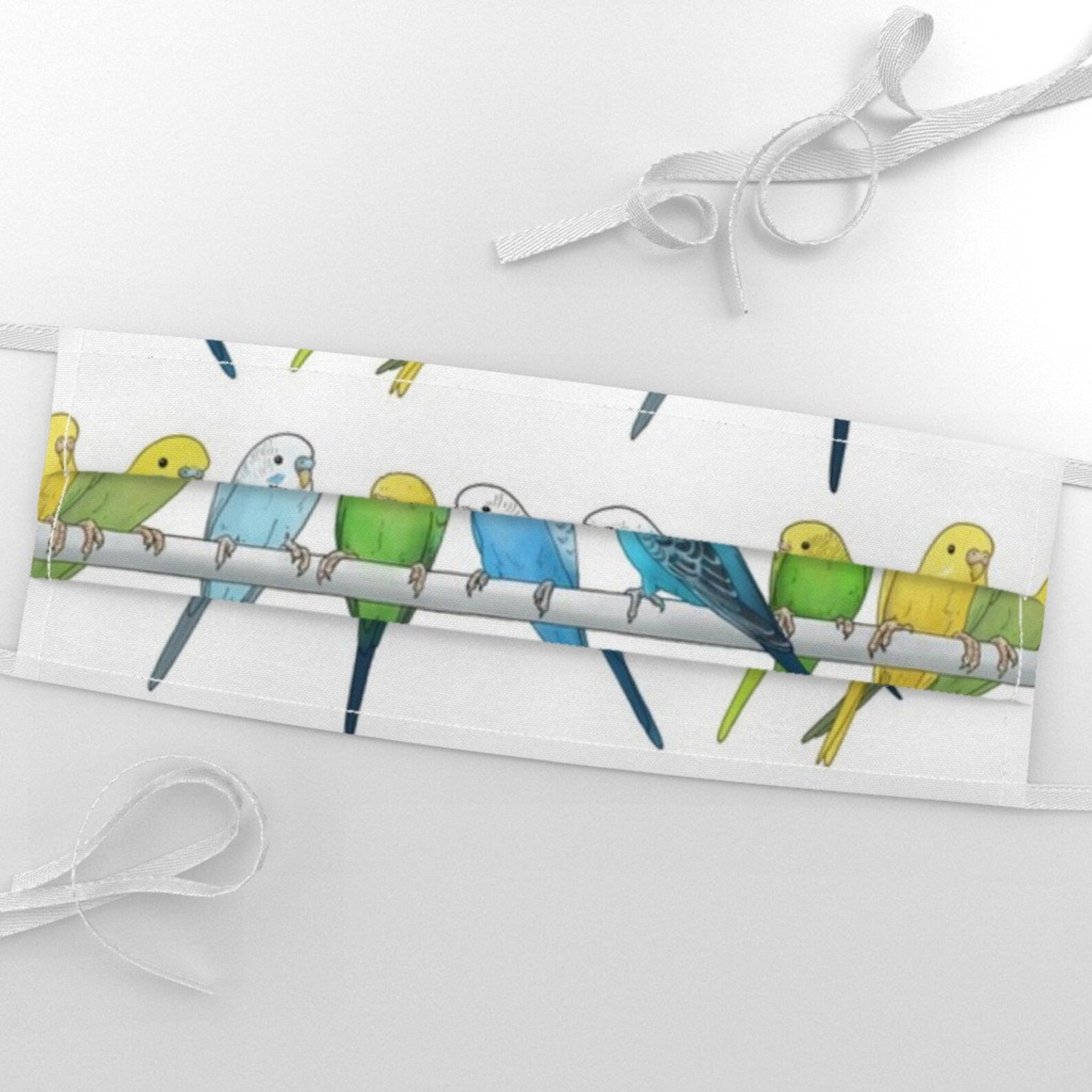 Bird Fabric Rows of Colourful Budgies Larger Scale by - Etsy