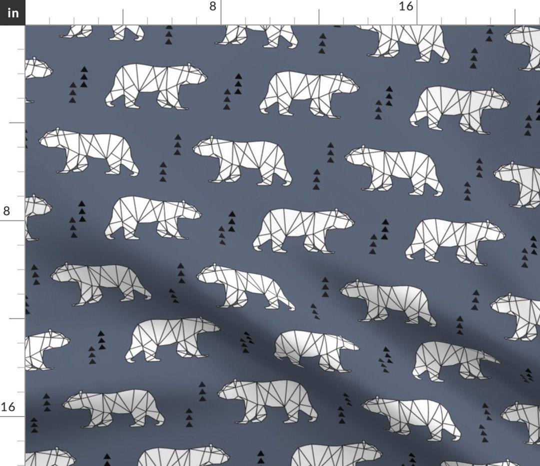 Bears Fabric Geometric Bear / Dark Blue Custom Fabric by Little Arrow ...