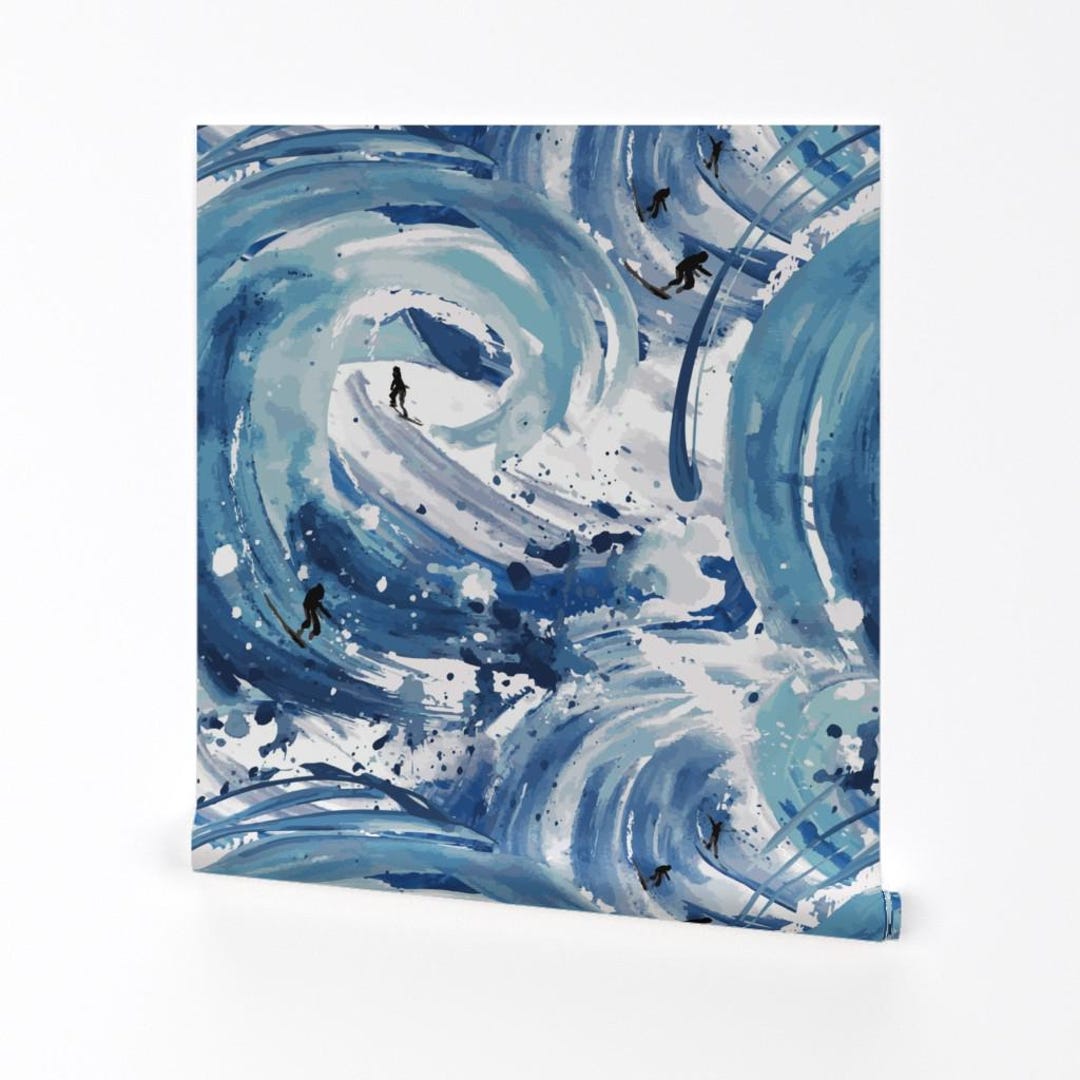 Abstract Wallpaper - Mavericks - Jumbo by Sarah Treu - Blue Waves Ocean ...