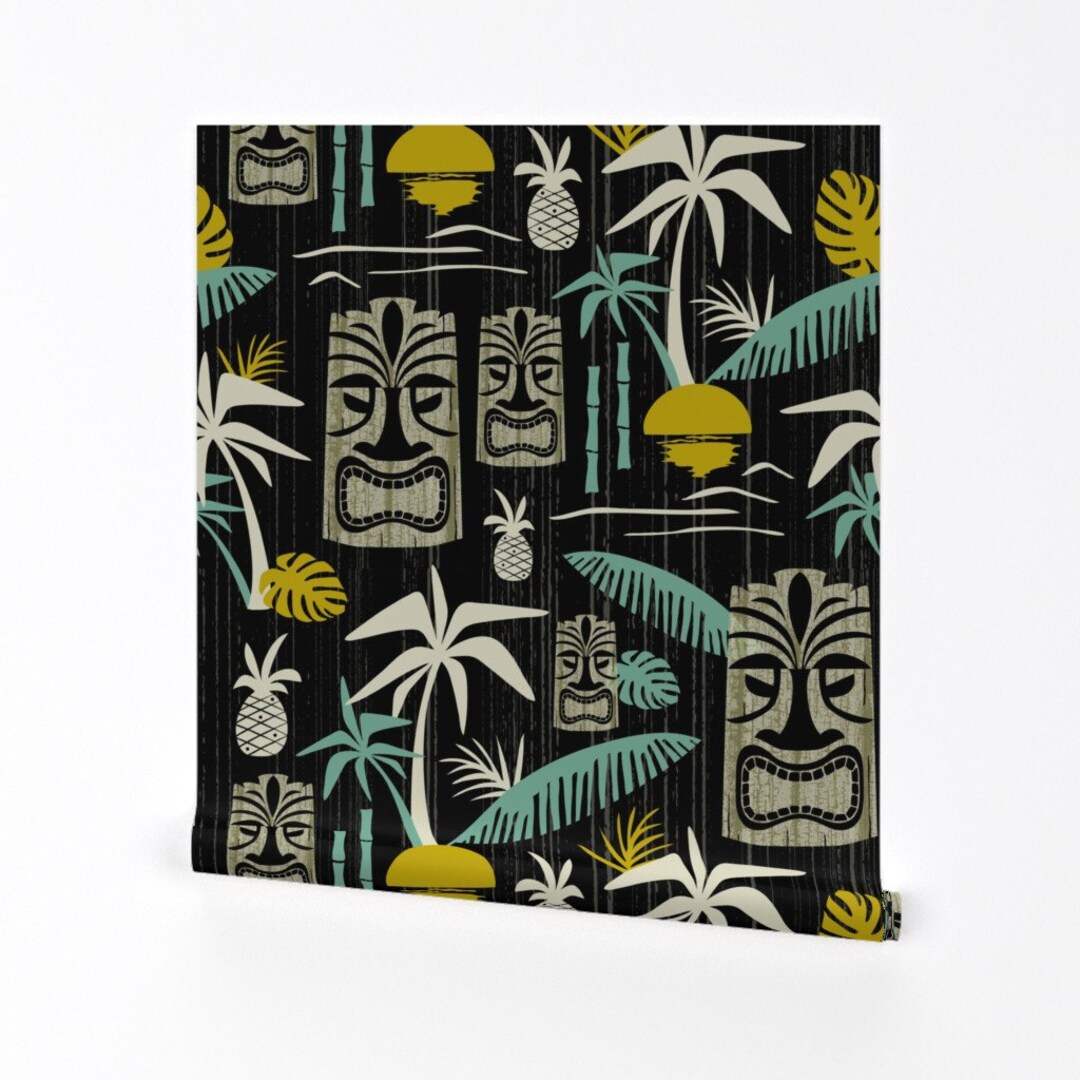Tiki Wallpaper Island Tiki by Heatherdutton Black Island Cabana Beach ...