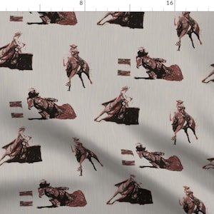 Rodeo Horses Barrel Racing Fabric Barrel Racing Cowboy Brown Horses by ...