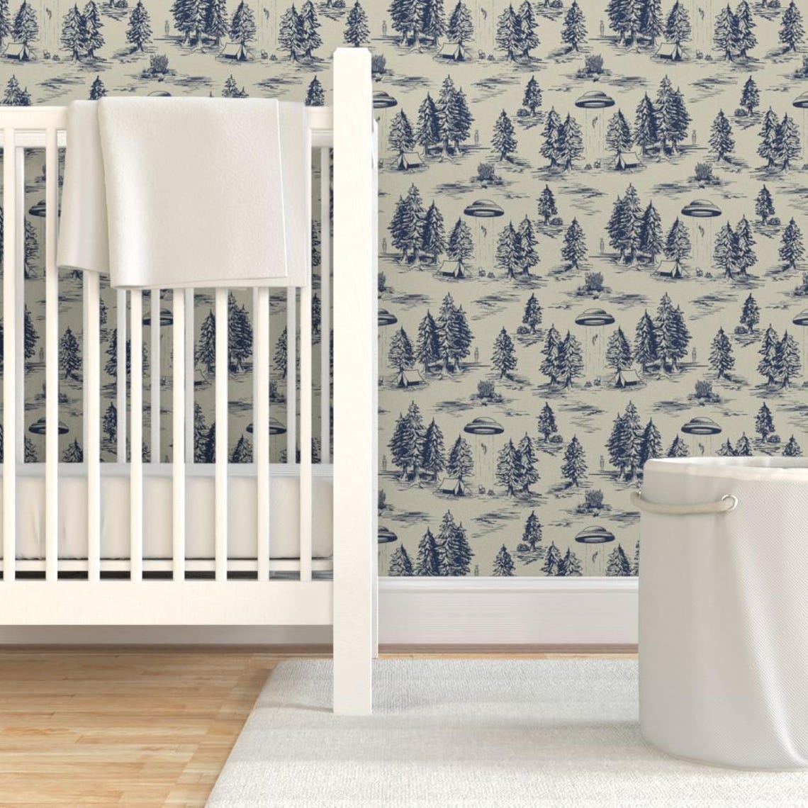Alien Wallpaper - Blue Alien Abduction Toile by Somecallmebeth - Small ...