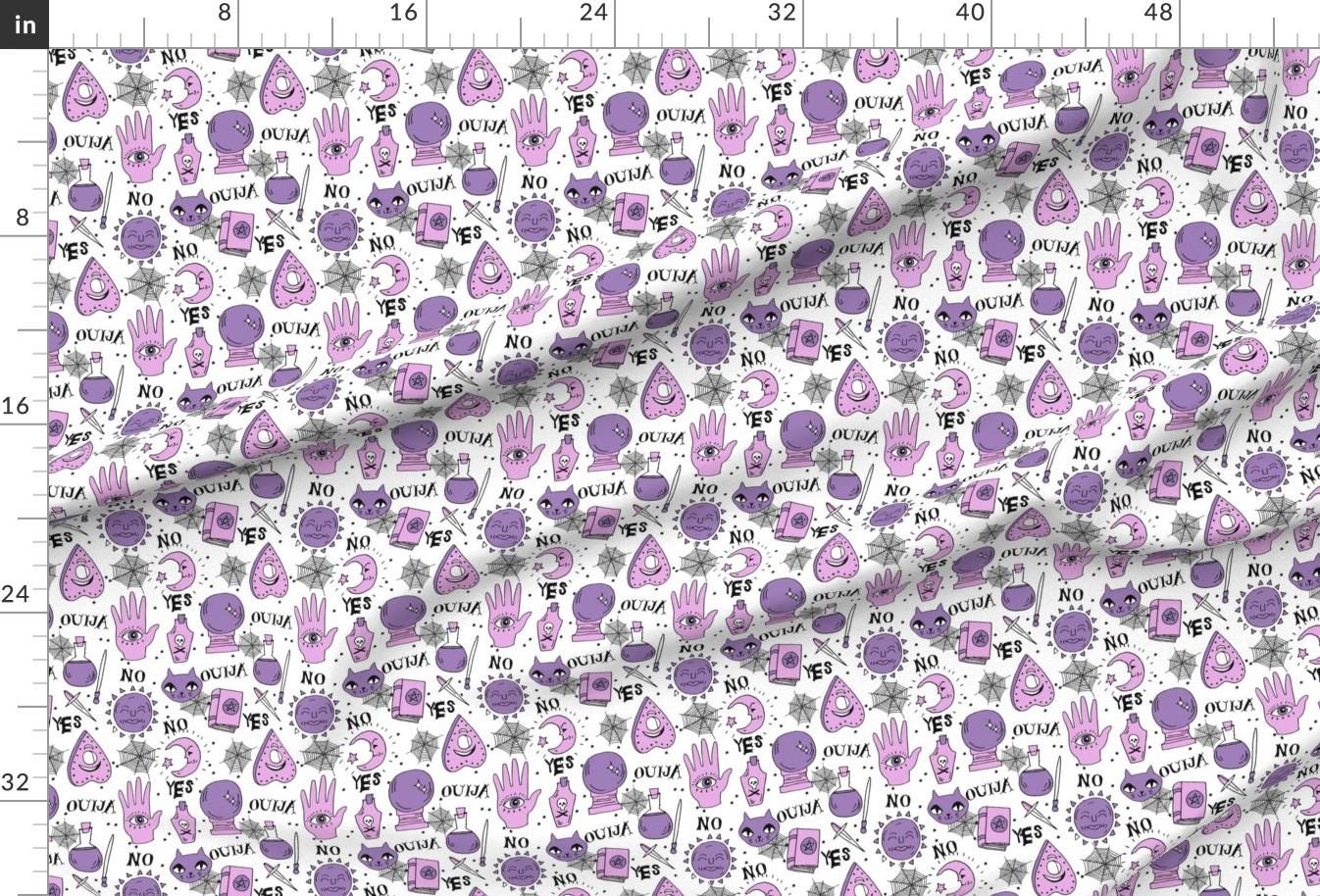 Halloween Fabric - Purple Halloween October Fall Themed White Purple by ...