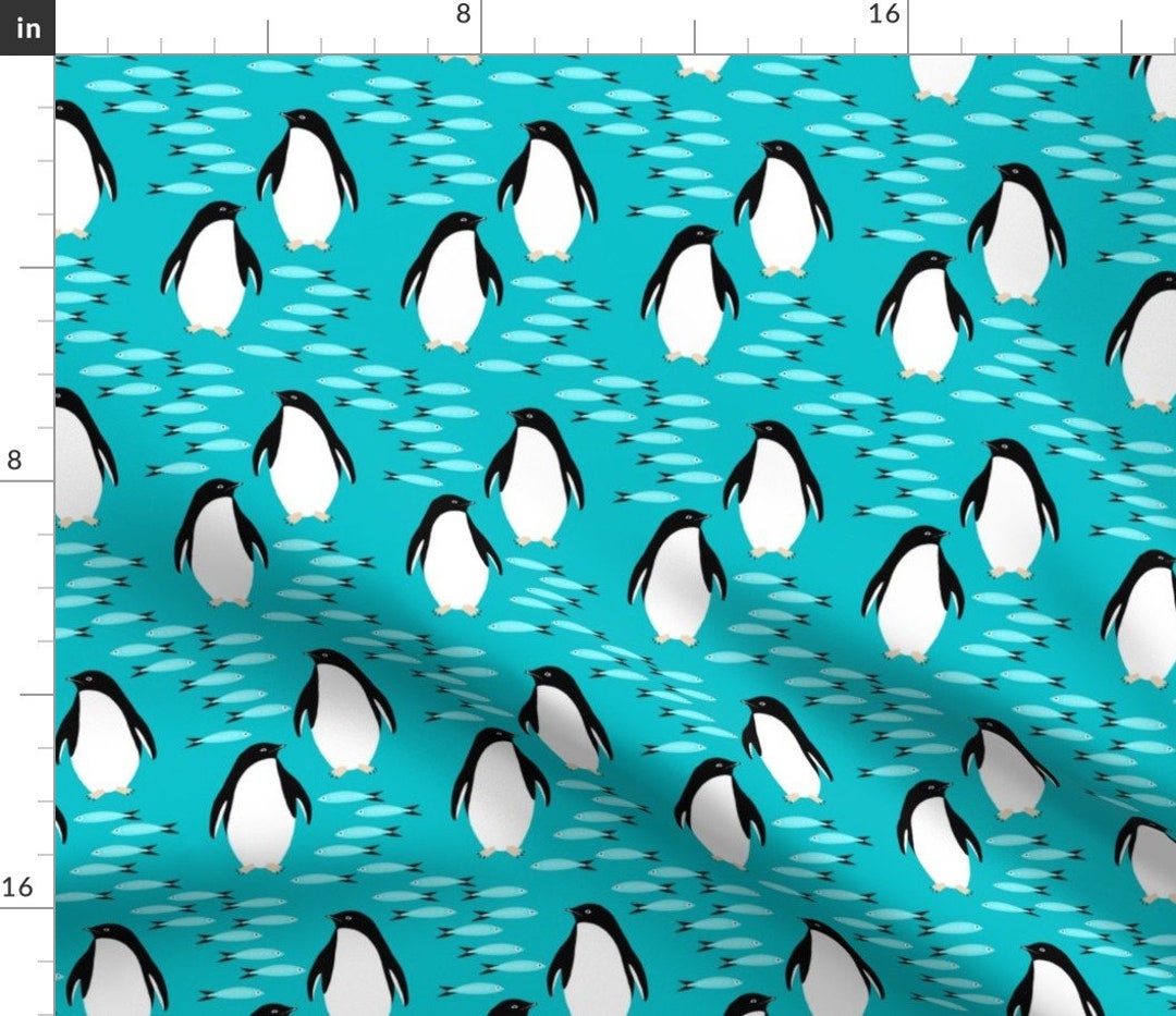 Penguin Fabric Penguins and Sardines by Emilyrosethomson Arctic Animal ...