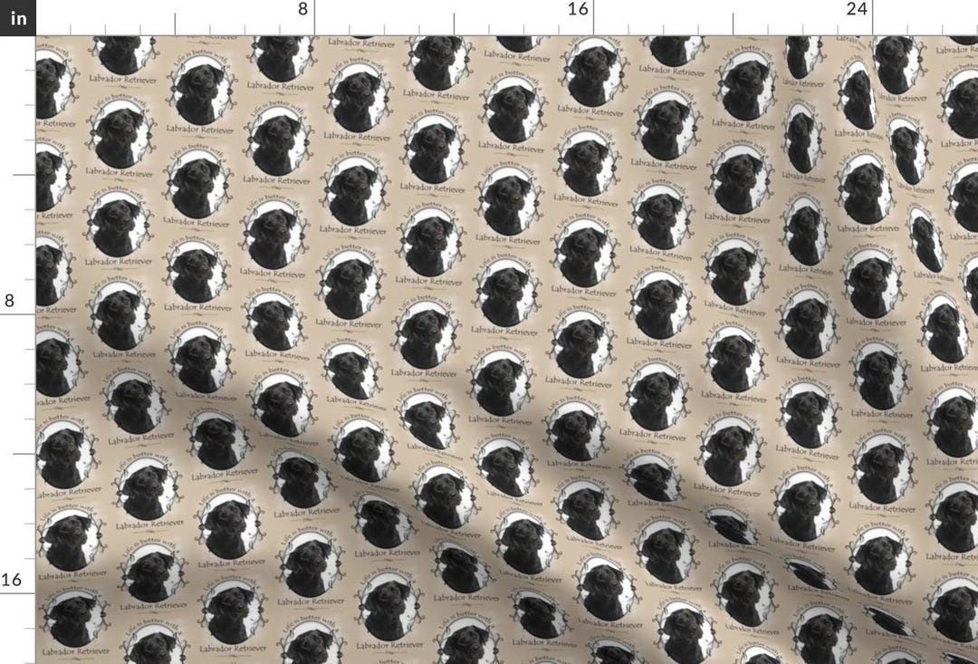 Black Lab Fabric - Life's Better Black Lab by Pateisen - Black Labrador ...