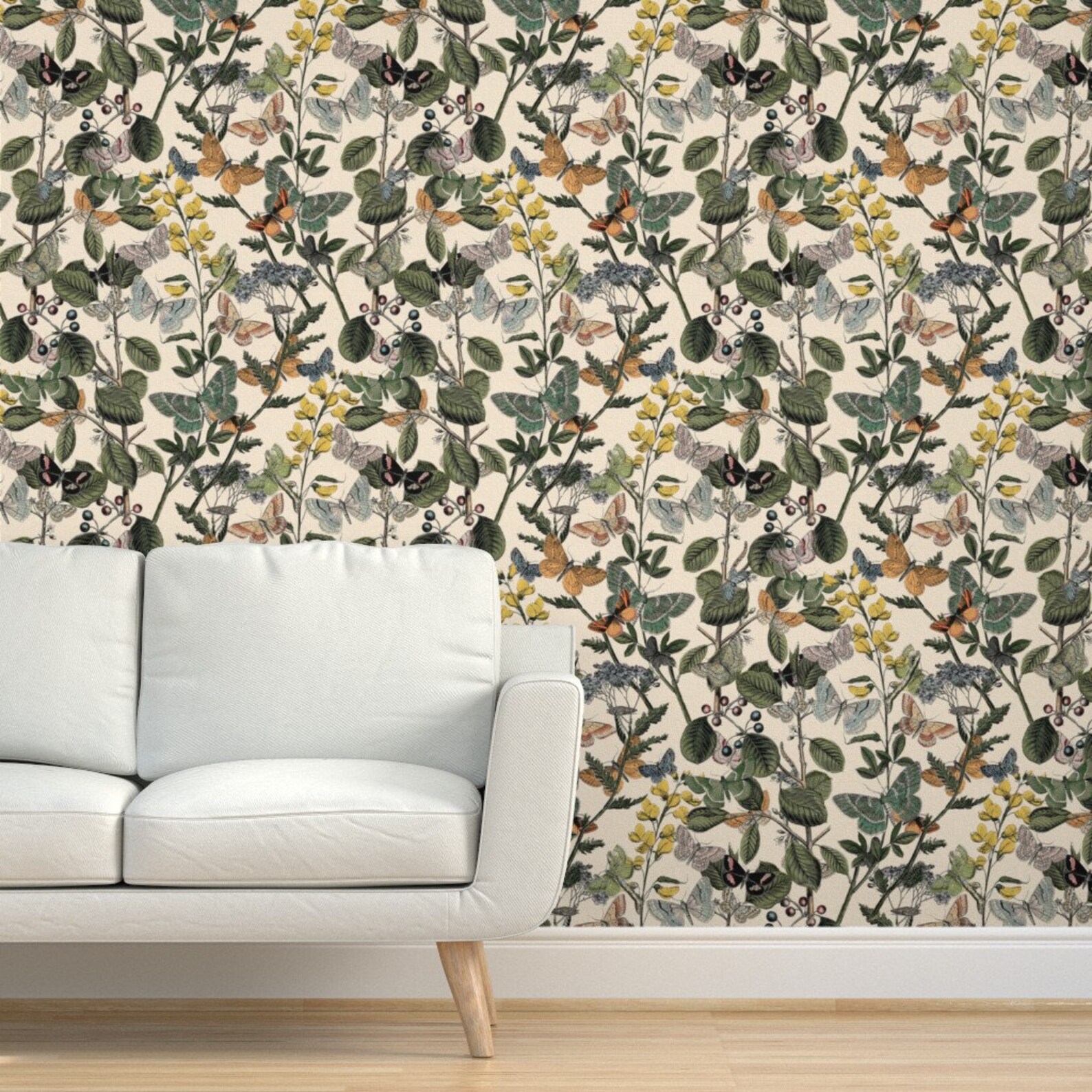 Butterfly Botanical Wallpaper Butterfly Garden by - Etsy