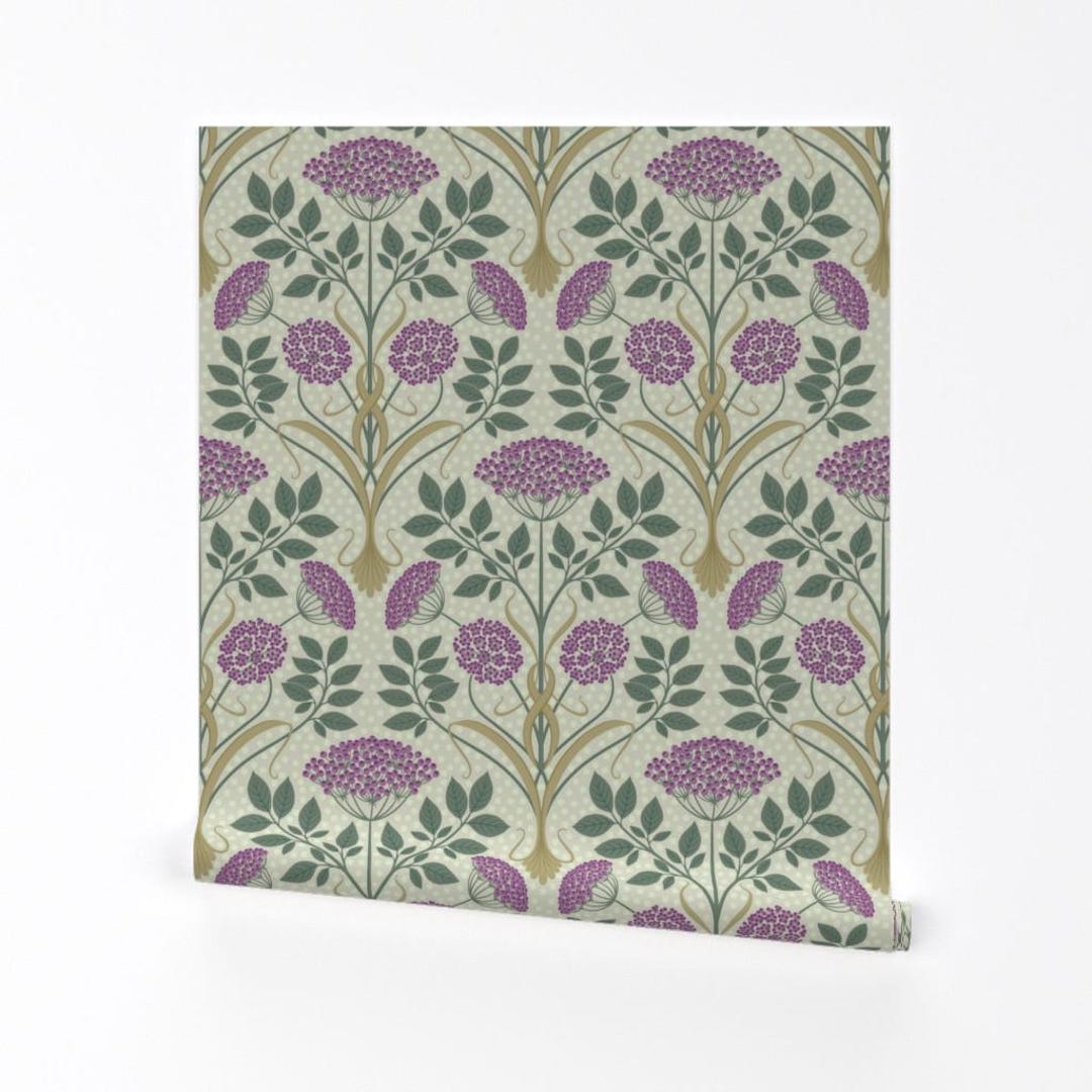 Purple Parsnip Removable Peel and Stick Wallpaper - Wildflower Damask ...