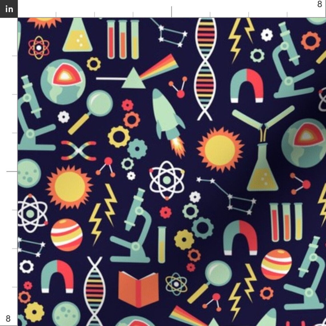 Science Fabric Science Studies by Robyriker Kids Navy - Etsy