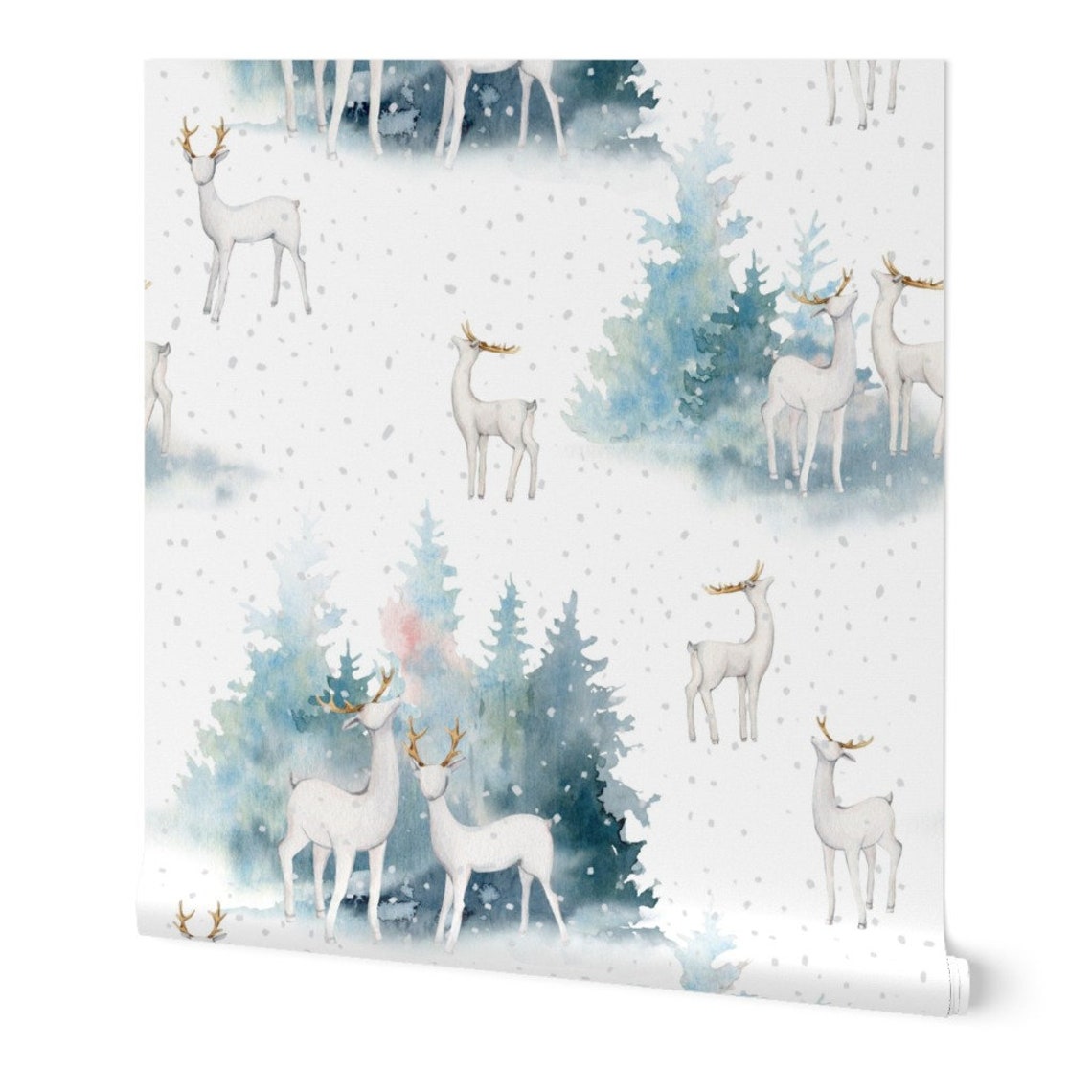 Deer Wallpaper Winter Wonderland Animals in Forest by Utart - Etsy