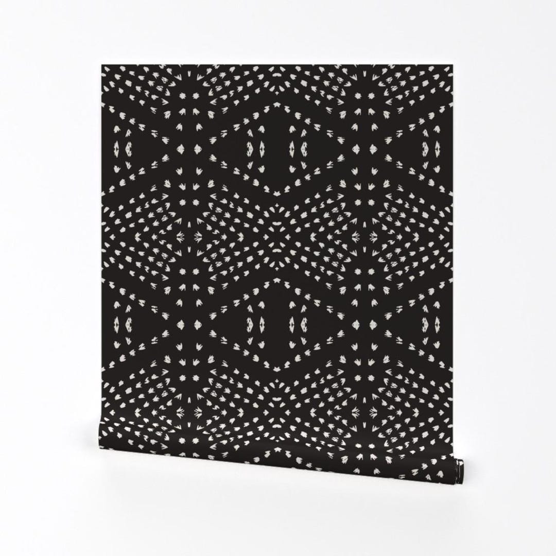 Mud Cloth Removable Peel and Stick Wallpaper - Bohemian Lines Dots ...