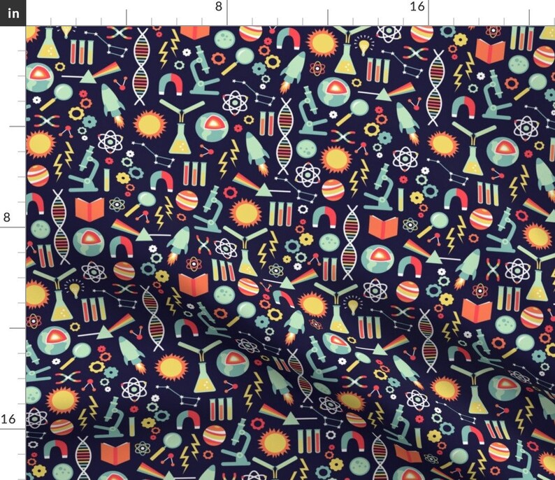Science Fabric Science Studies by Robyriker Kids Navy - Etsy
