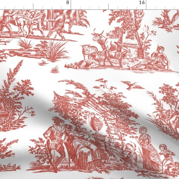 Red Toile Cotton Quilt - Etsy
