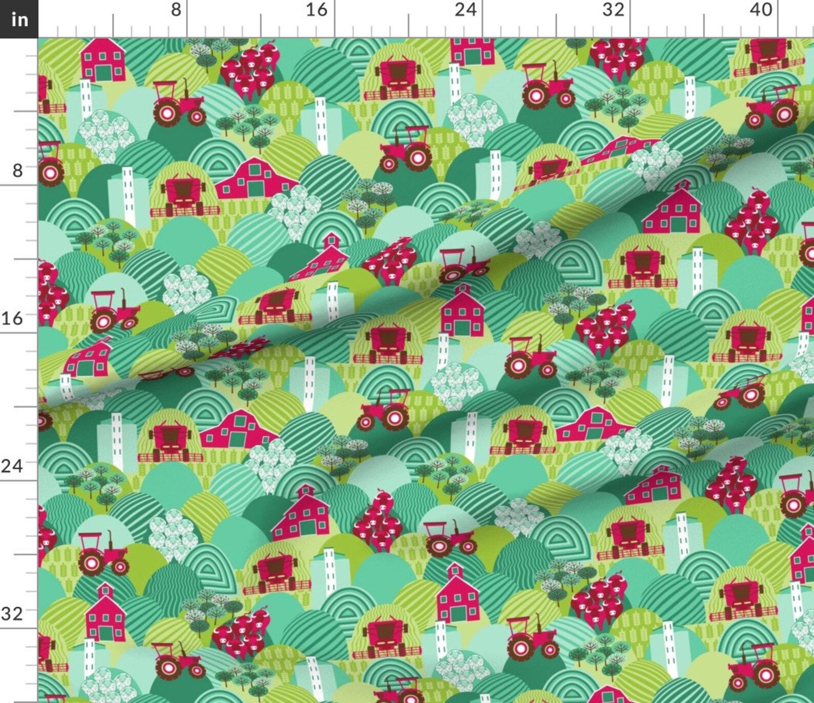 Farming Fabric Little Patchwork Hills By Cjldesigns Farm | Etsy