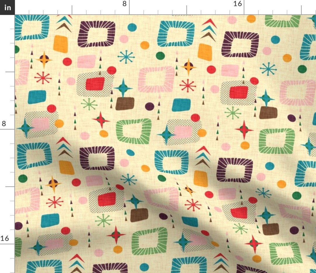 Retro 1950s Fabric 1950s Atomic Pattern Small by Bruxamagica - Etsy