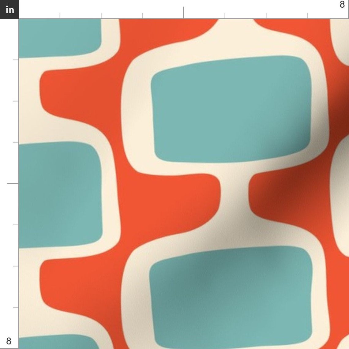 Retro Mod Fabric Mid Century Modular Tv Screens Orange | Etsy
