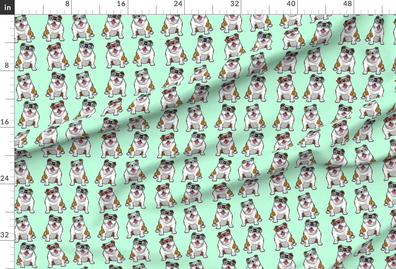 Hipster Bulldogs Fabric - Bulldog Cool by Floramoon Designs - Bulldogs ...