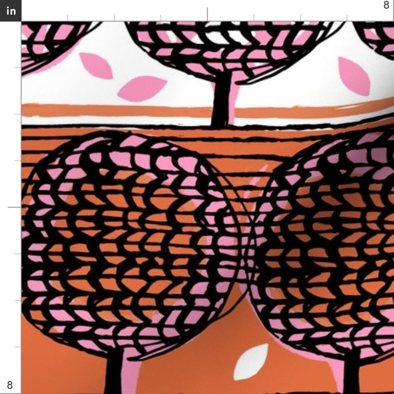 Mod Trees Fabric Pink Trees by Ottomanbrim Mod Abstract - Etsy