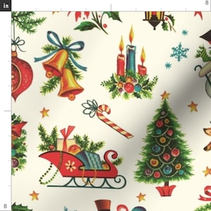 Retro Christmas Fabric Vintage Xmas by Red_raspberry_design Vintage ...