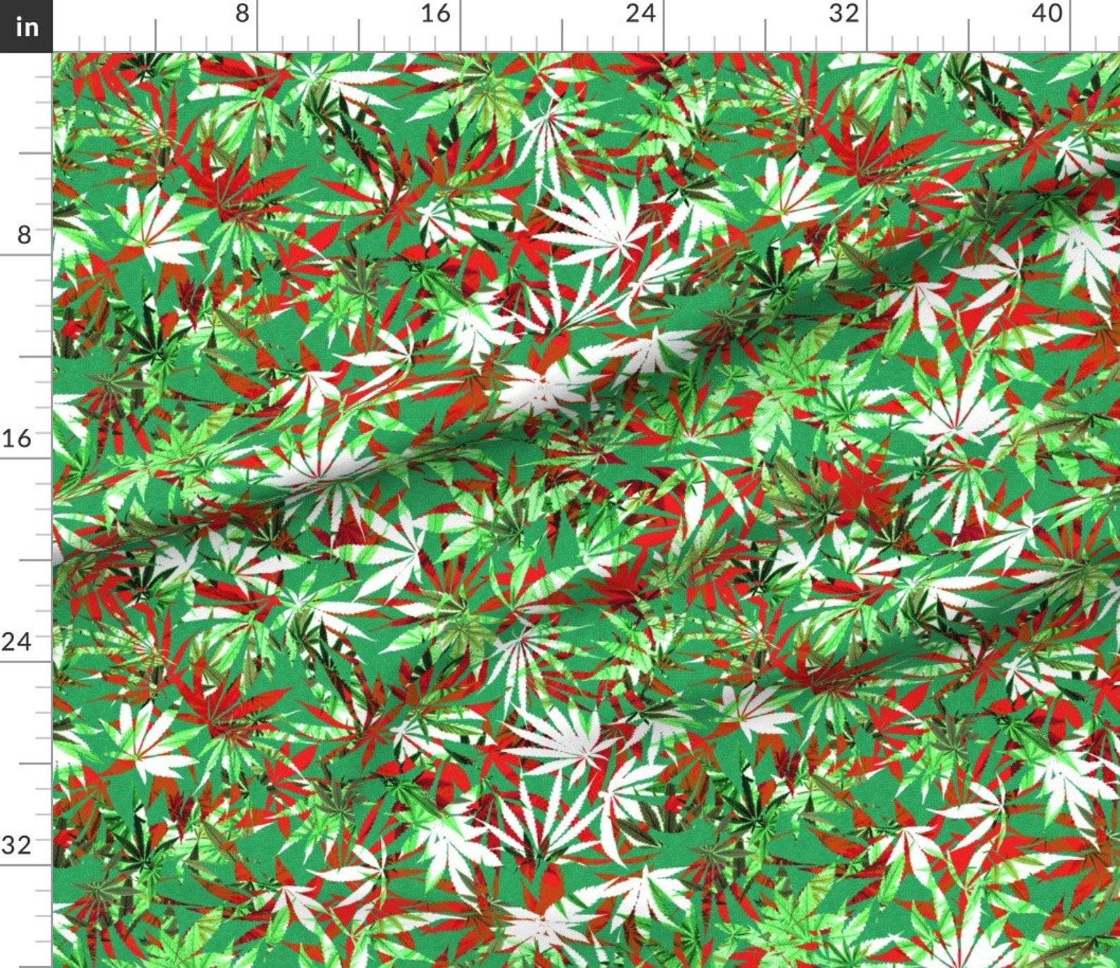 Marijuana Fabric Cannabis Red/green/white/black Leaf Chaos | Etsy