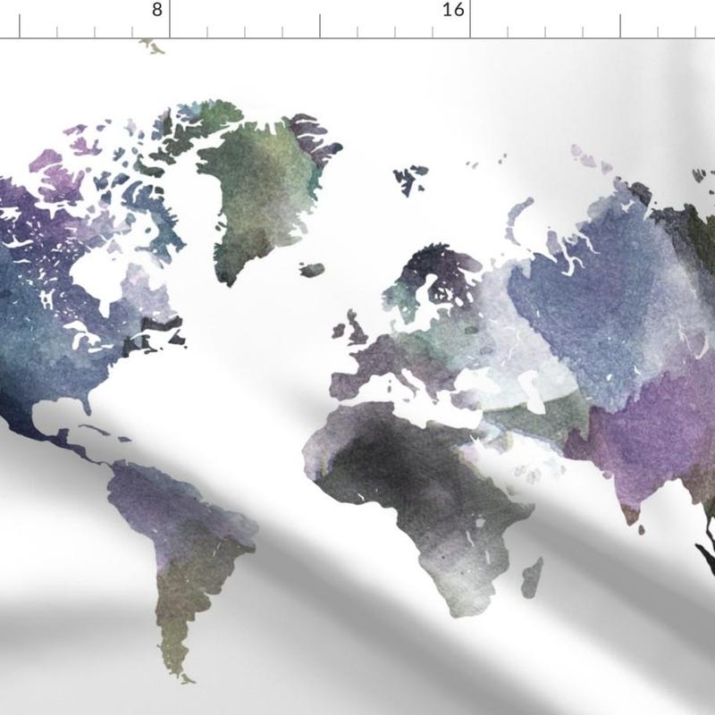 World Map Fabric - Etsy