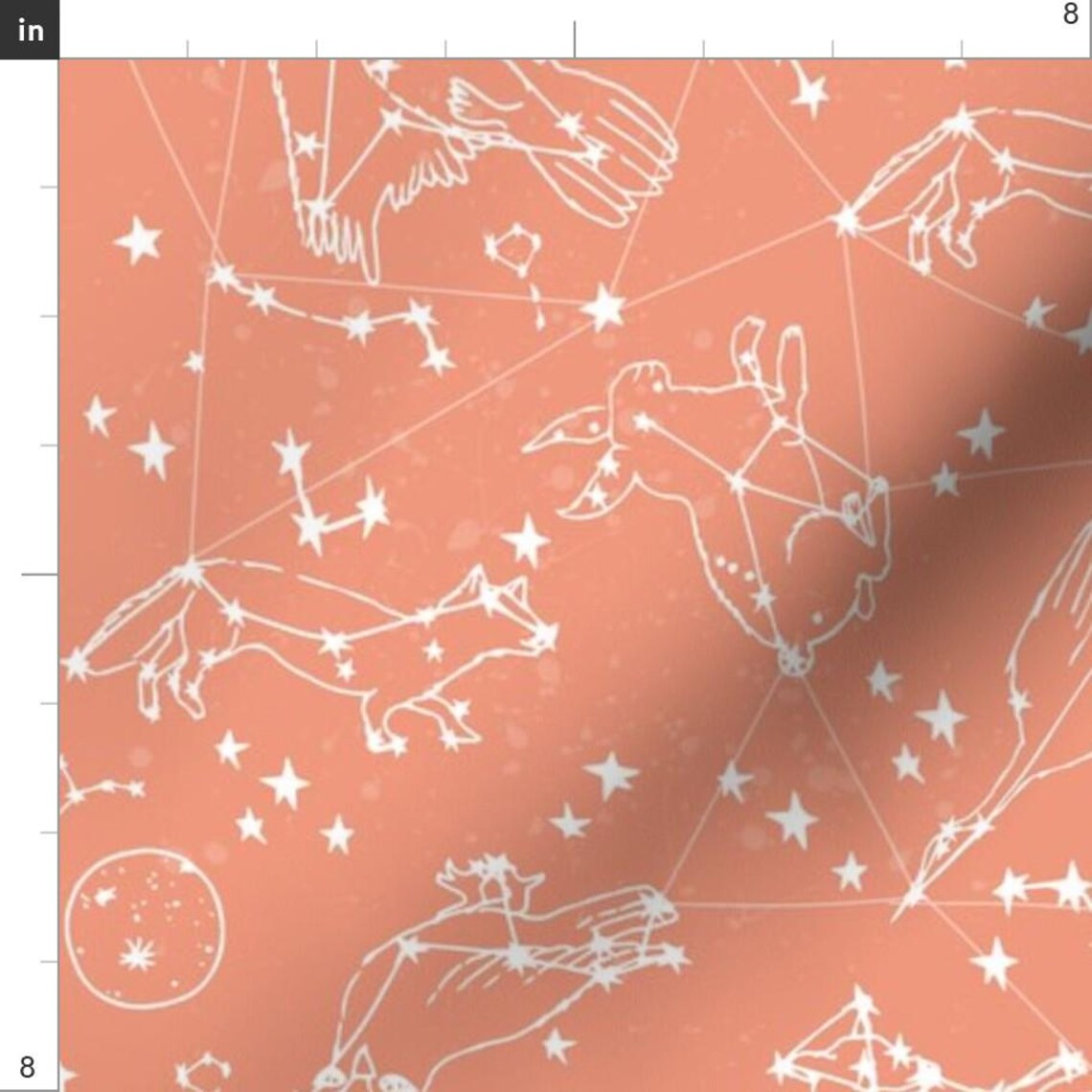 Blush Constellation Fabric - Constellations // Peach Blush Moon Stars ...