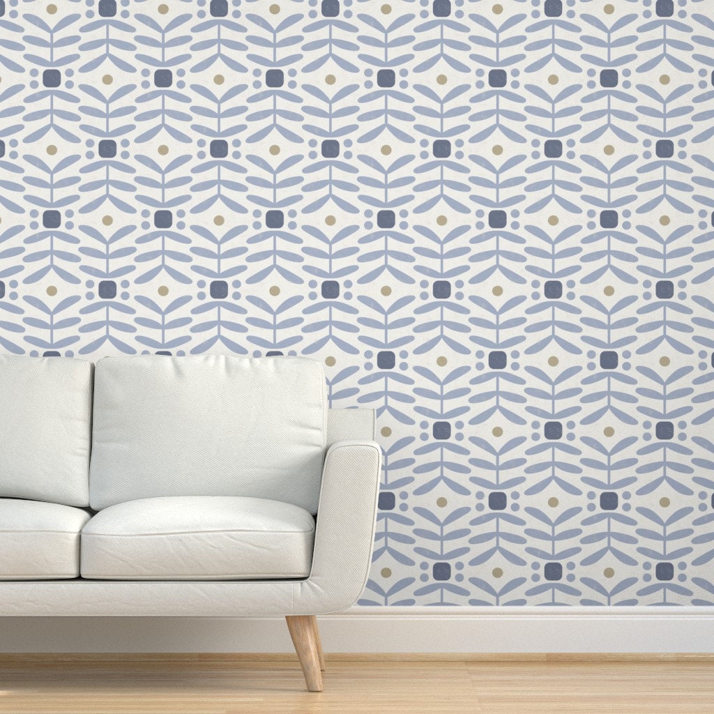 Scandi Tiles Wallpaper Botanical Diamonds by Katie Hayes | Etsy