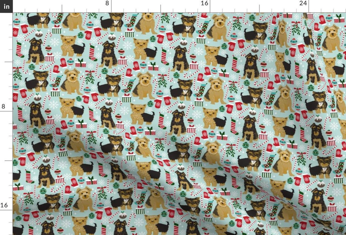 Yorkie Fabric - Yorkie Christmas Cute Dog Yorkshire Terrier Christmas ...