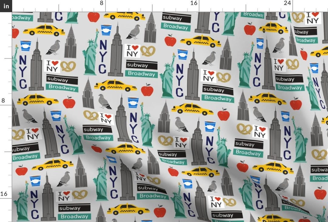 New York City Fabric - Nyc Tourist Travel Usa New York City Fabric Gray ...