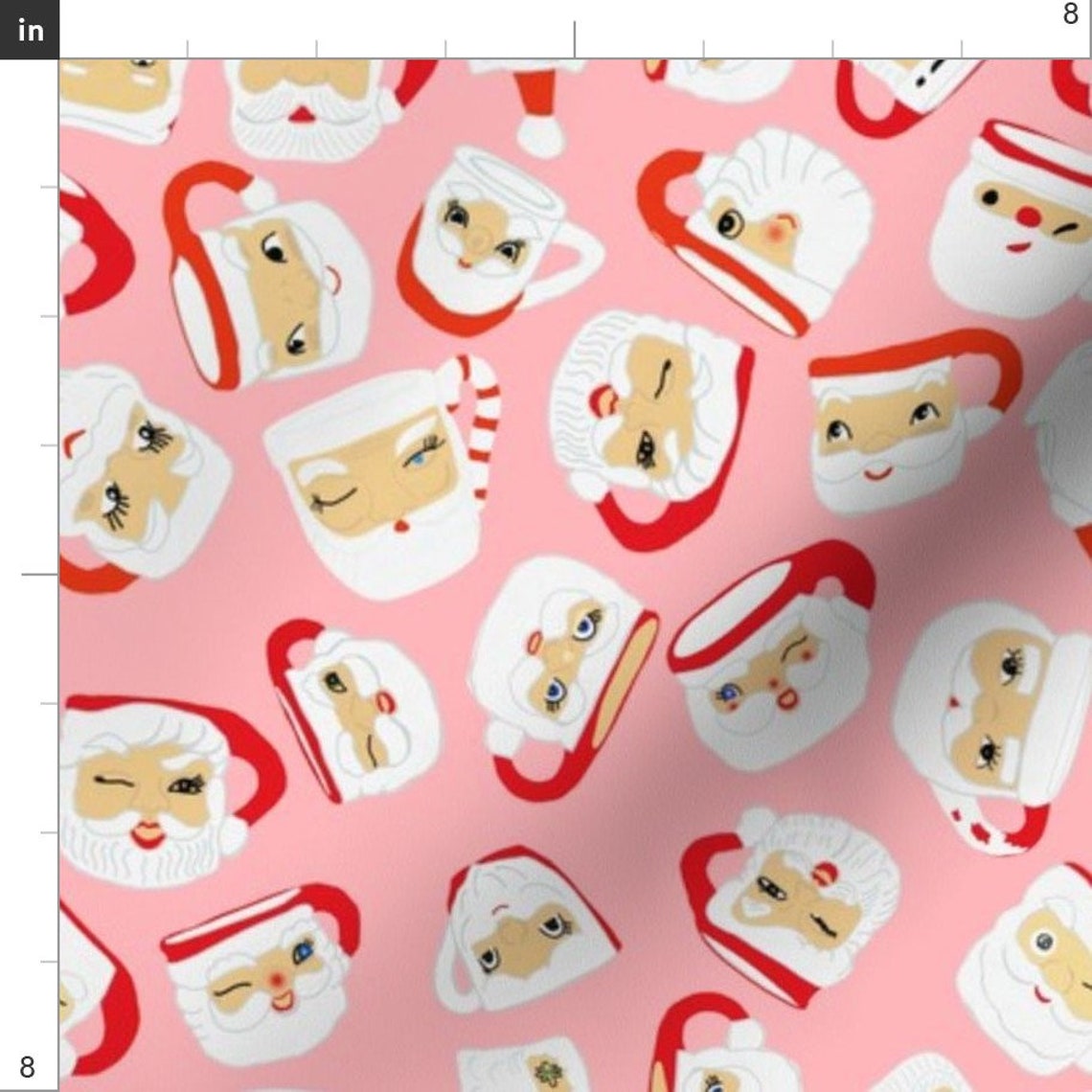 Santa Mug Fabric Santa Mug Collection pink by Heidikenney - Etsy