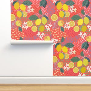 Lemon Wallpaper - Lemon Flower and Pop by Nina Leth - Lemon Floral ...