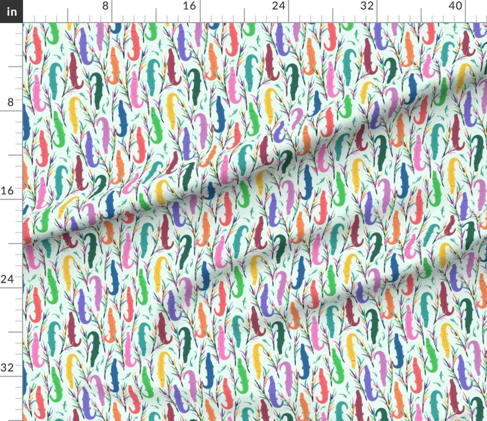 Rainbow Alligator Fabric Brilliant Alligators by Wildnotions - Etsy