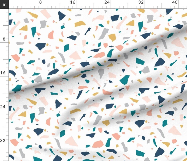 Emmbee-design Abstract Colorblock Fabric Neutral Terrazzo by - Etsy UK