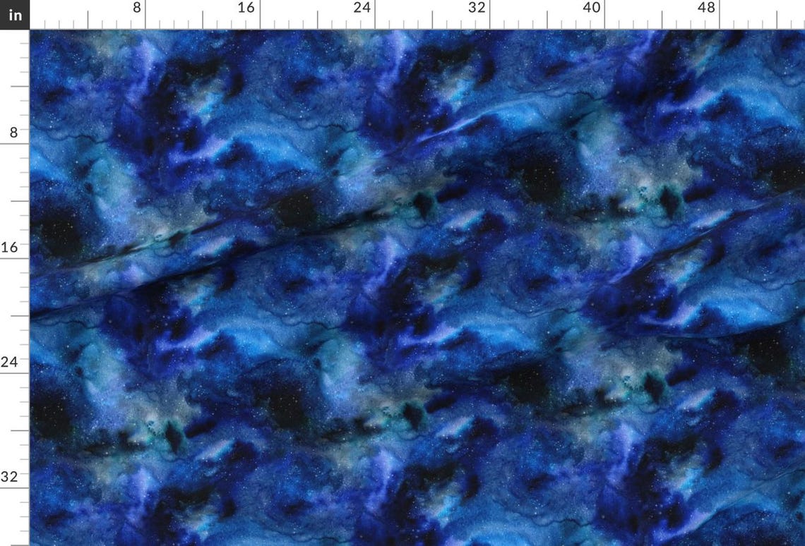 Blue Black Space Fabric - Galaxy D by Dinaramay - Space Cotton Fabric ...