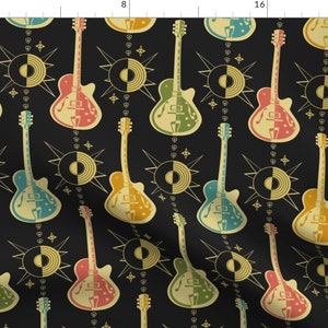 Rockabilly Electric Guitars Pattern Fabric Harlequin Guitars | Etsy