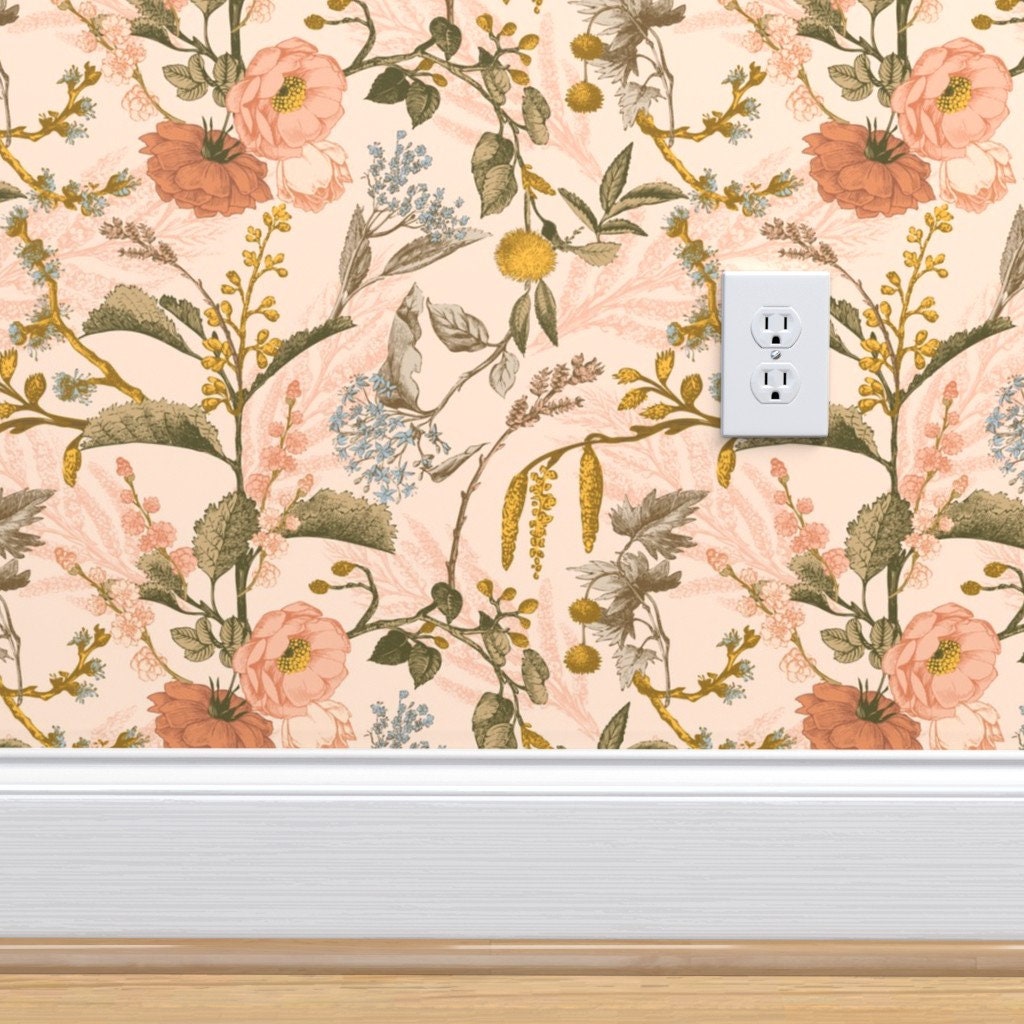 Rococo Wallpaper Rococo by Garabateo Botanical French - Etsy