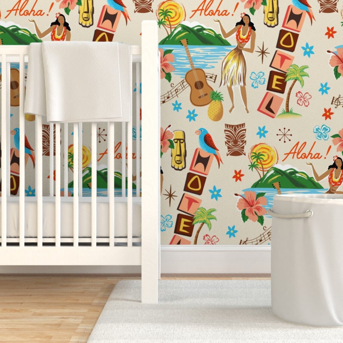 Hula Girl Wallpaper Hawaiian Holiday by Ruby Ritz Retro - Etsy